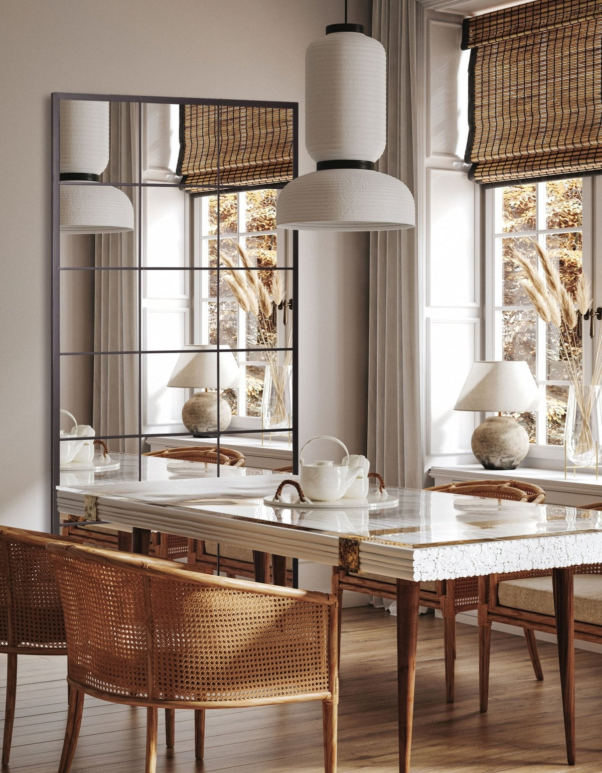 BLOSSHOLM » Grid Mirror No. 4 | 200 × 100 cm - Industrial Statement Mirror